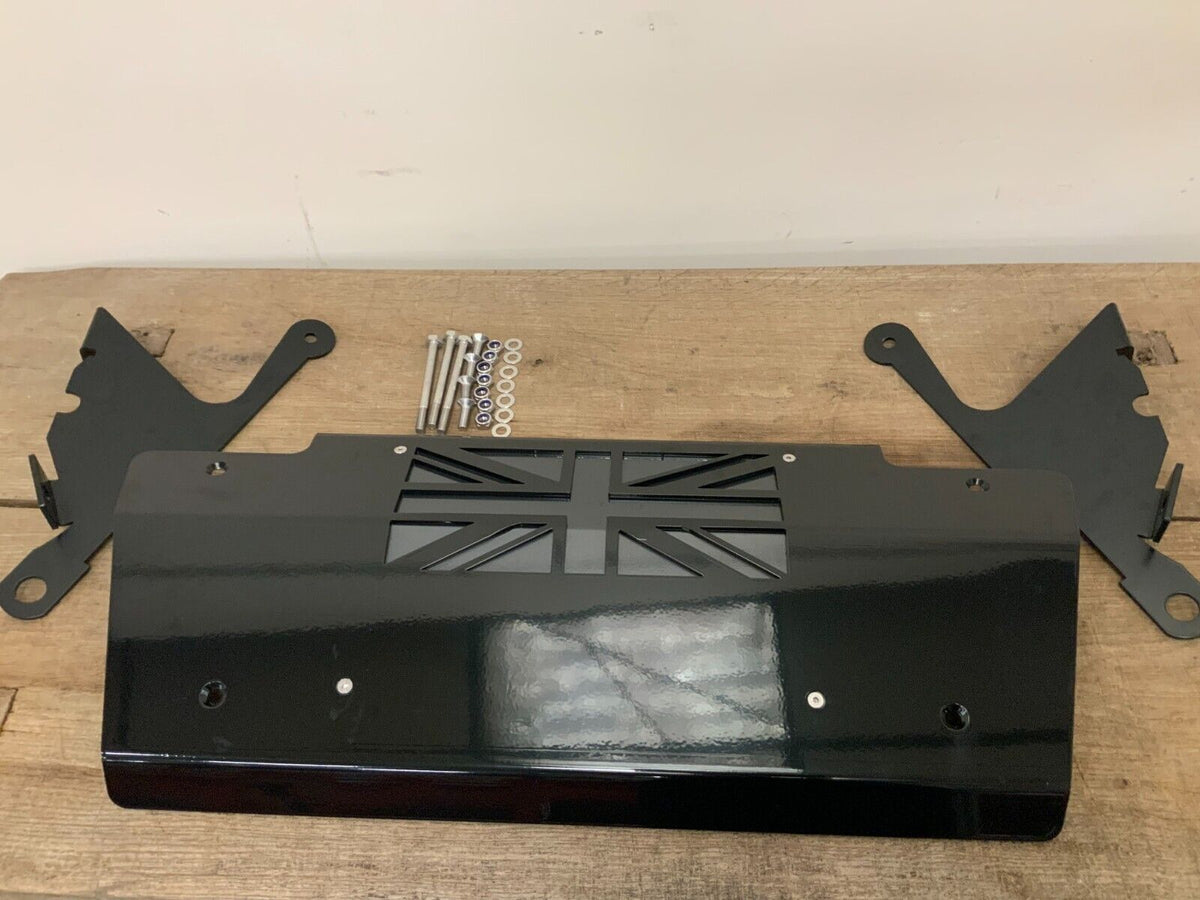 Gloss Black UNION JACK Sump Guard 5mm Aluminium Fits Land Rover Defend ...