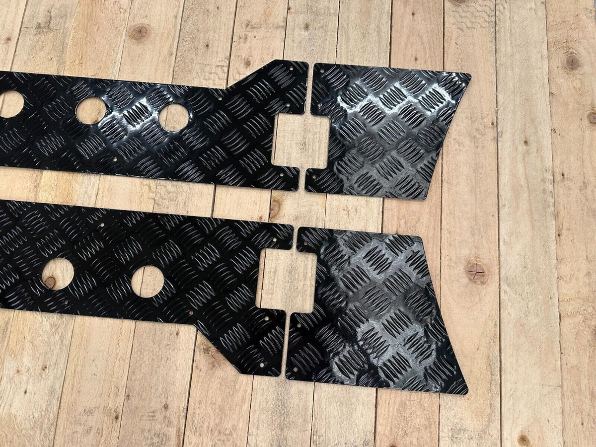 Lower Door Skirting 3mm Chequer Plate Powdercoated Black For Defender ...